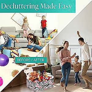 visesunny Rectangular Shelf Basket Tropical Pink Flamingo Flower Wavy Stripe Clothing Storage Bins Closet Bin with Handles Foldable Rectangle Storage Baskets Fabric Containers Boxes for Clothes,Books,