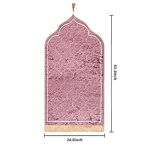 Muslim Prayer Rug Islamic Mat for Muslim Prayers Great Ramadan Gift for Muslim Men Women Portable Prayer Mat Rug Turkish Pocket Praying Rug Thick Large Padded Sajadah Muslim Prayer Rug Velvet Carpet