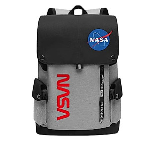 MOUNSHET NASA backpack logo astronaut USB charging multifunctional leisure bag unisex travel bag large capacity laptop bag (B,18.5X11.8X5.1in)