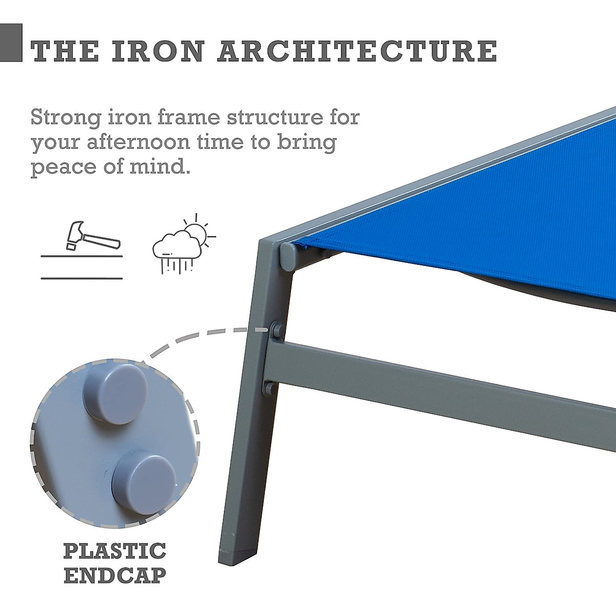 Kozyard Wilson 3 Pieces Textilene Chaise Lounge Set with Side Table Outdoor,Adjustable Back & Pillow for Yard,Garden,Sunbathing (2 Pack) (Blue W/Table)