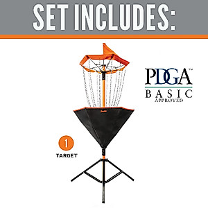 Franklin Sports Disc Golf Basket + Discs Set - Portable Disc Golf Target Basket with Chains - 3 Discs Included - Driver, Mid-Range + Putter - Steel Chains