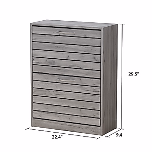 AIEGLE Shoe Storage Cabinet with 2 Flip Drawers for Entryway, Freestanding Shoe Rack Shoe Organiazer with Louver Drawers, Grey Wood (22.4" W x 9.4" D x 29.5" H)