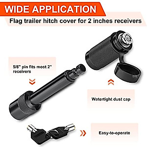 American Flag Metal Trailer Hitch Cover for 2 inch Receivers, with 5/8" Pin DiameterTrailer Hitch Lock for Trucks Trailer SUV