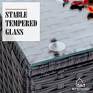 PHI VILLA 4 Piece Patio Sectional Furniture Outdoor Sofa Set with Cushion Box Storage - Navy Blue