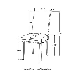 glitzhome Set of 4 Upholstered Chairs, PU Leather Dining Room Kitchen Side Chair with Nailhead Trim and Rubber Wood Legs, Gray