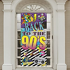 90s Themed Door Banner Party Decorations for Adults, 90's Hip Hop Theme Graffiti Birthday Door Backdrop Party Supplies, Back To The 90s Door Cover Photo Booth Props Decor Sign(72.8 x 35.4 inches)