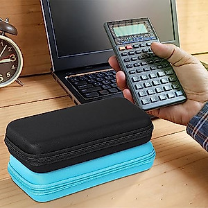 PerKoop 2 Pcs Hard Graphing Calculator Case Compatible with TI 84 Plus CE, 84 Plus, 83 Plus CE Black and Blue Calculators Storage Holder Bag Scientific Calculators Box for USB Cables Pens Ruler