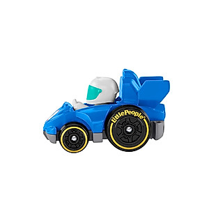 Fisher-Price Little People Wheelies Race Car - GMJ21 ~ Blue #3 Grand Prix Racer