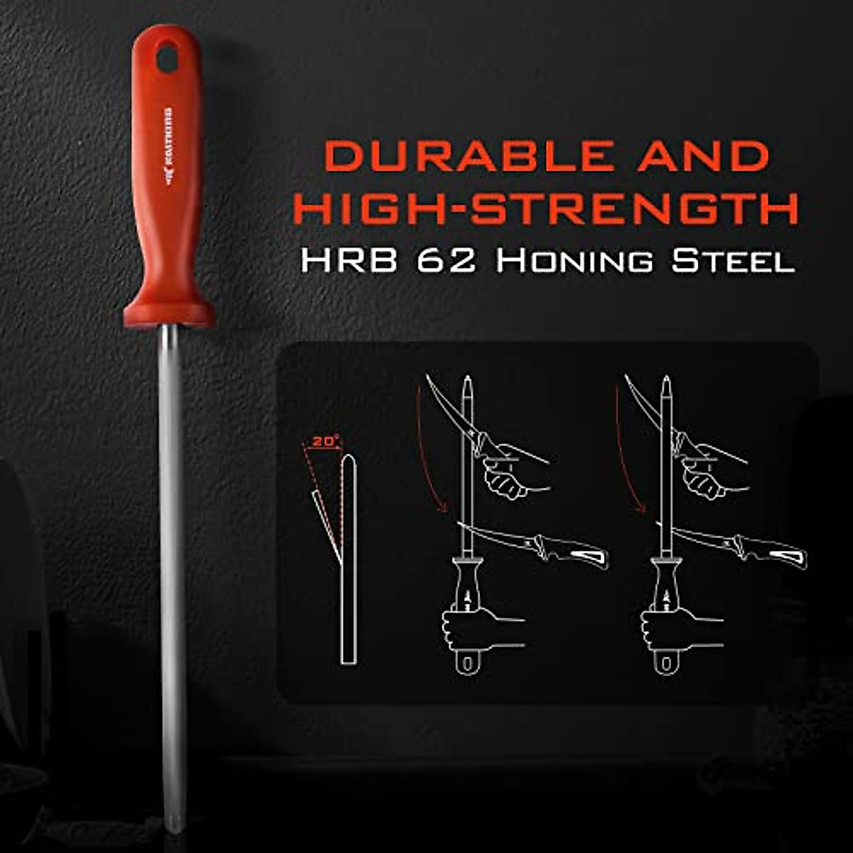 KastKing Intimidator Fillet Knife with Sharpening Steel, Ultra-Sharp G4116 German Stainless-Steel Blades, Non-Slip Handle, Protective Sheath, 9'' Fillet Knife and Honing Rod