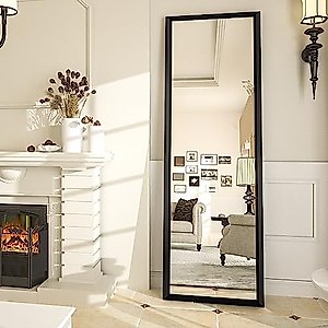 Black Metal Framed Bathroom Mirror: 65 x 22 Inch Bathroom Vanity Mirror for Over Sink - Modern Farmhouse Rectangular Wall Mirror Hangs Horizontal or Vertical Shatterproof