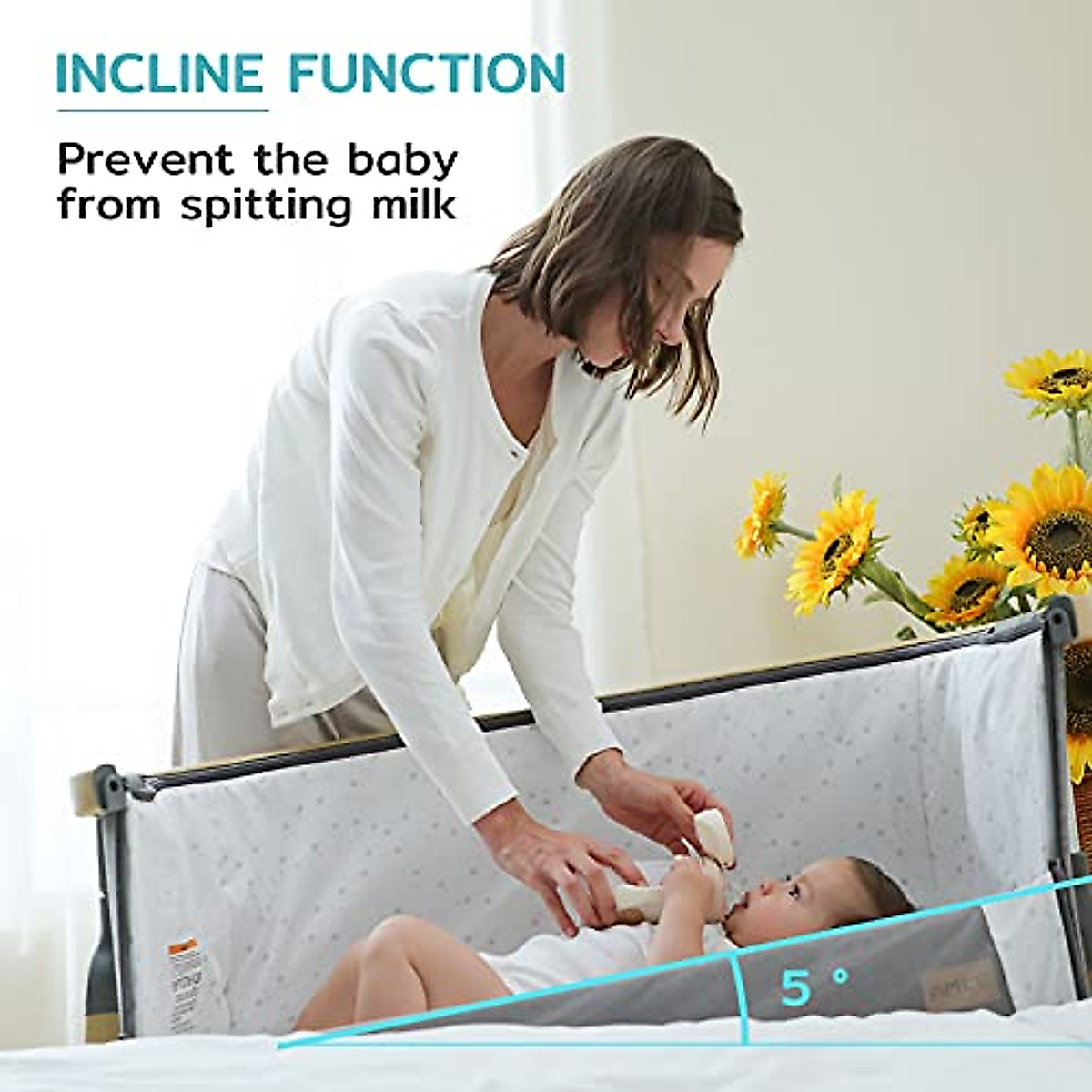 AMKE Baby Bassinets,Bedside Sleeper for Baby,35s Quick Assemble Baby Crib with Storage Basket,Portable Bassinets for Safe Co-Sleeping, Adjustable Baby Bed for Infant Newborn