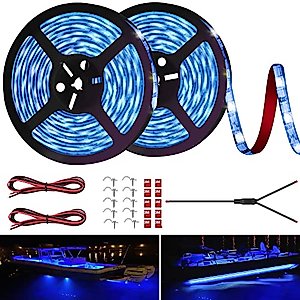 LED Boat Strip Lights, 32.8FT Marine Pontoon Led Lights, Waterproof Boat Interior Light, Under Gunnel Lights, Boat Deck Light, Night Fishing Lights, Good for Pontoon Bass Fishing Yacht Kayak (Blue)