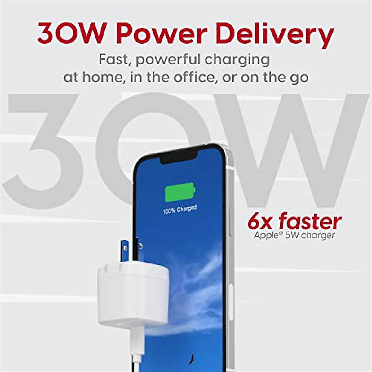 TALK WORKS USB-C Wall Charger Compatible w/iPhone 13/13 Pro/13 Pro Max/14/14 Plus/14 Pro/14 Pro Max, Laptop Computers - Single Port Fast Wall Charger Block Cube (White)