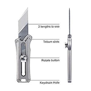RovyVon V20 EDC Pocket Tool, Titanium Body, Utility Blade, Mini Keychain for Bottle Open/Box Cutter/Key Carabiner, for Gift