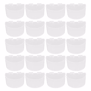 TOPINCN 20pcs Cage Cups Bird Feeders, Bird Food Bowl Hanging Water Cup Parrot Food Bowl Plastic Parrot Water Feeding Cup Birdcage Feeder for Parrot Poultry Pigeon(L-White)