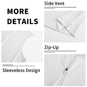 LastFor1 Women's Golf Polo Sleeveless Shirt Zip-Up UPF 50+ UV Protection Athletic Tops Slim Fit Quick Dry Lightweight White S