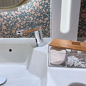 Kornerstore Compartment Organizer with Bamboo Lid - an Organizer and Storage Solution for Bathroom, Countertop - Qtip, Bathroom Accessories, Lash, Cotton Swabs, Coffee Pods, Tea Bags