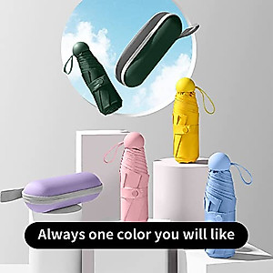 Light and Small Mini Umbrella with Cute Case,5 Folding Compact Pocket Umbrella for Travel,Outdoor Sun Rain Umbrellas for Car.Colorful UV Protection Umbrella for Women and Girls White 6 Ribs