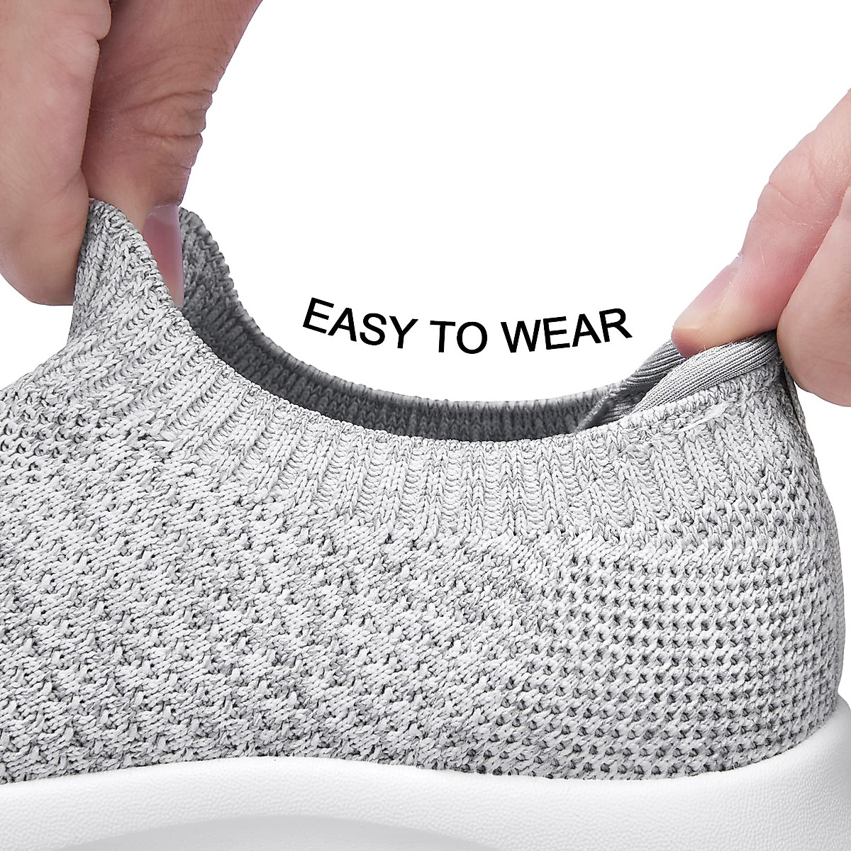 Zefani Walking Shoes for Women Slip On Mesh Sneakers Breathable Casual Shose Lightweight Tennis Shoes Comfortable Athletic Shoes for Gym Travel Work Grey 8.5 M US