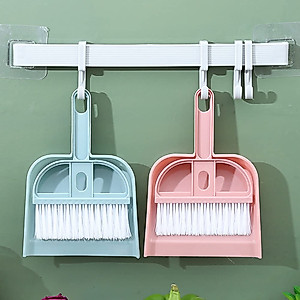 1 Set Mini Broom and Dustpan Set Small Dustpan and Brush Set Mini Hand Held Broom and Dustpan Set Dust Pan and Brush Set Small Dust Pans with Brush Set, Pink