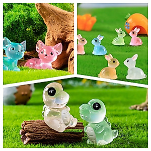 ElpizoFos 130pcs Various Luminous Mini Resin Animal Figurines Glow in The Dark Miniature Figures Ornament Fairy Garden Accessories Aquarium Landscape Bonsai Dollhouse Decor