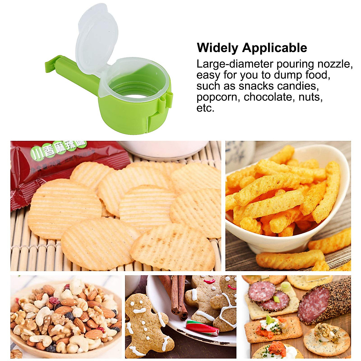 Bag Clips for Food, 5Pcs Reuseable Plastic Food Storage Sealing Clip with Pour Spouts for Food Kitchen Tools, Kitchen Chip Bag Clips