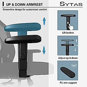 Sytas Ergonomic Office Chair, Home Office Desk Chair with Lumbar Support and Adjustable Headrest, High Back Mesh Computer Chair with Thickened Cushion, 90°-145°Tilt Function, Black