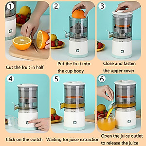 resome Electric Citrus Juicer, Rechargeable Juicer Machine with USB Cable and Cleaning Brush, Orange Lime Lemon Grapefruit Juicer Squeezer, Easy to Clean Portable Juicer (White)