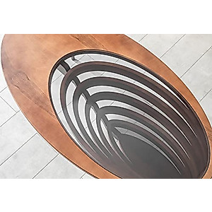 by Papella Design, Natural Walnut Veener Coffee Tables for Living Room, Rustic Table, Mesa De Centro para Sala, Center Table, Glass Table top, Walnut Color, (Drop)