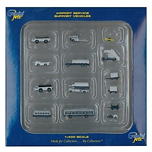 Gemini Jets Ground Airport Service Support Vehicles Accessories, 1:400 Scale, 14-Piece