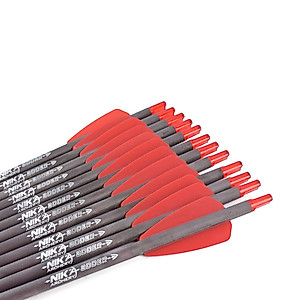 ELONG OUTDOOR 7.5" inch R9 Crossbow Bolts Carbon Arrows 2" Red Vanes with 100grain tips for Hunting Shooting Targeting