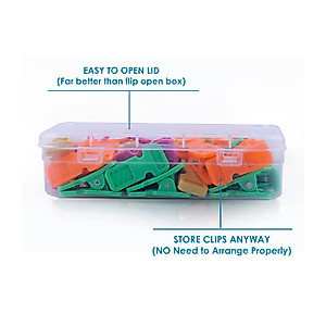 WEWEL Plastic Laundry Clothespins for Hanging Clothes 36 Pack, Multipurpose Windproof Cloth Clips, Indoor Outdoor Heavy Duty Cloth Pegs for Hanging Clothes, with Delux Storage Box