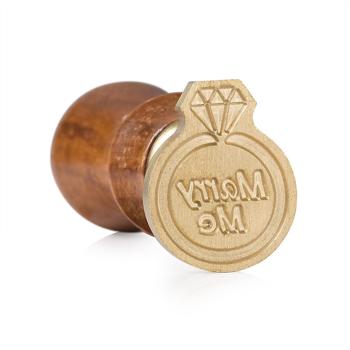 Mceal Wax Seal Stamp Special Shape Brass Head Wooden Handle (Wedding Ring)