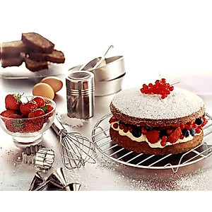 TeamFar 8 Inch Cake Pan and Rack Set of 4, Stainless Steel Round Tier Cake Pans, for Baking Cooling Steaming, Fit in Oven, Pot, Pressure Cooker, Healthy & Mirror Finish, Dishwasher Safe