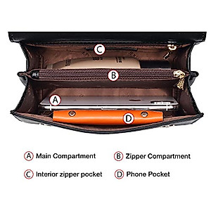 iFOXER Women Leather Crossbody Bag Small Purse Crossbody Chain Shoulder Bag (Black)