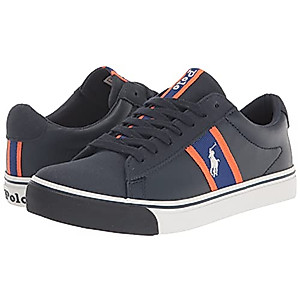 POLO RALPH LAUREN Unisex Child Westcott(Big Kid) Sneaker, Navy/RYL/Org/Ppw, 4 Big Kid US