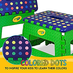 Crayola 9” inch Folding Step Stool (1 Pack), Step Stool for Kids, Toddler Color Learning, Toddler Step Stool, Kitchen Helper Stool for Toddlers, Potty Training Step Stool, Step Stool 300 lb Capacity