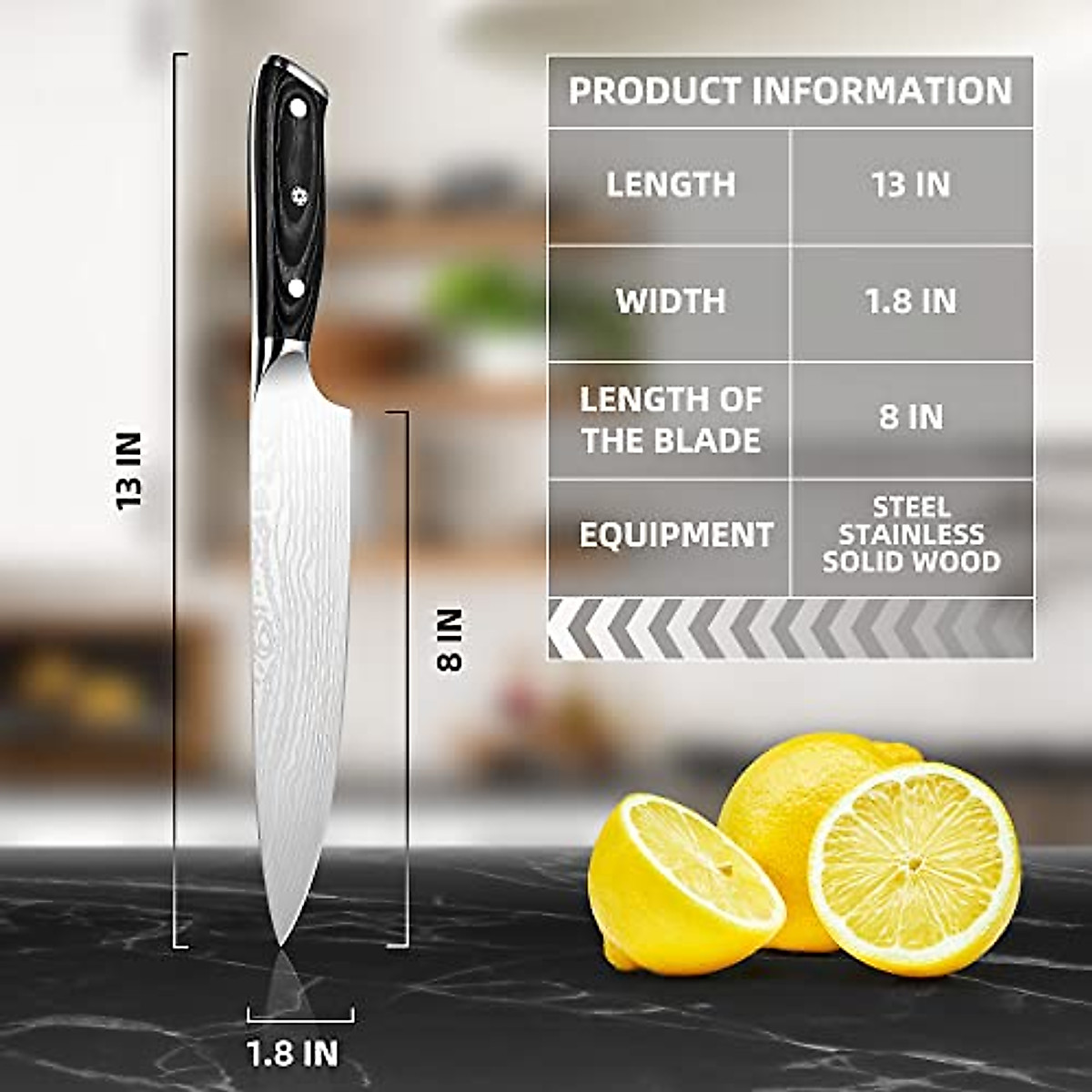 Avarmora Chefs Knife 8 Inch Kitchen Knives Japanese Chef Knife Damascus Chef Knife Forged High Carbon Stainless Steel for Cutting Meat Fruits with Gift Box.