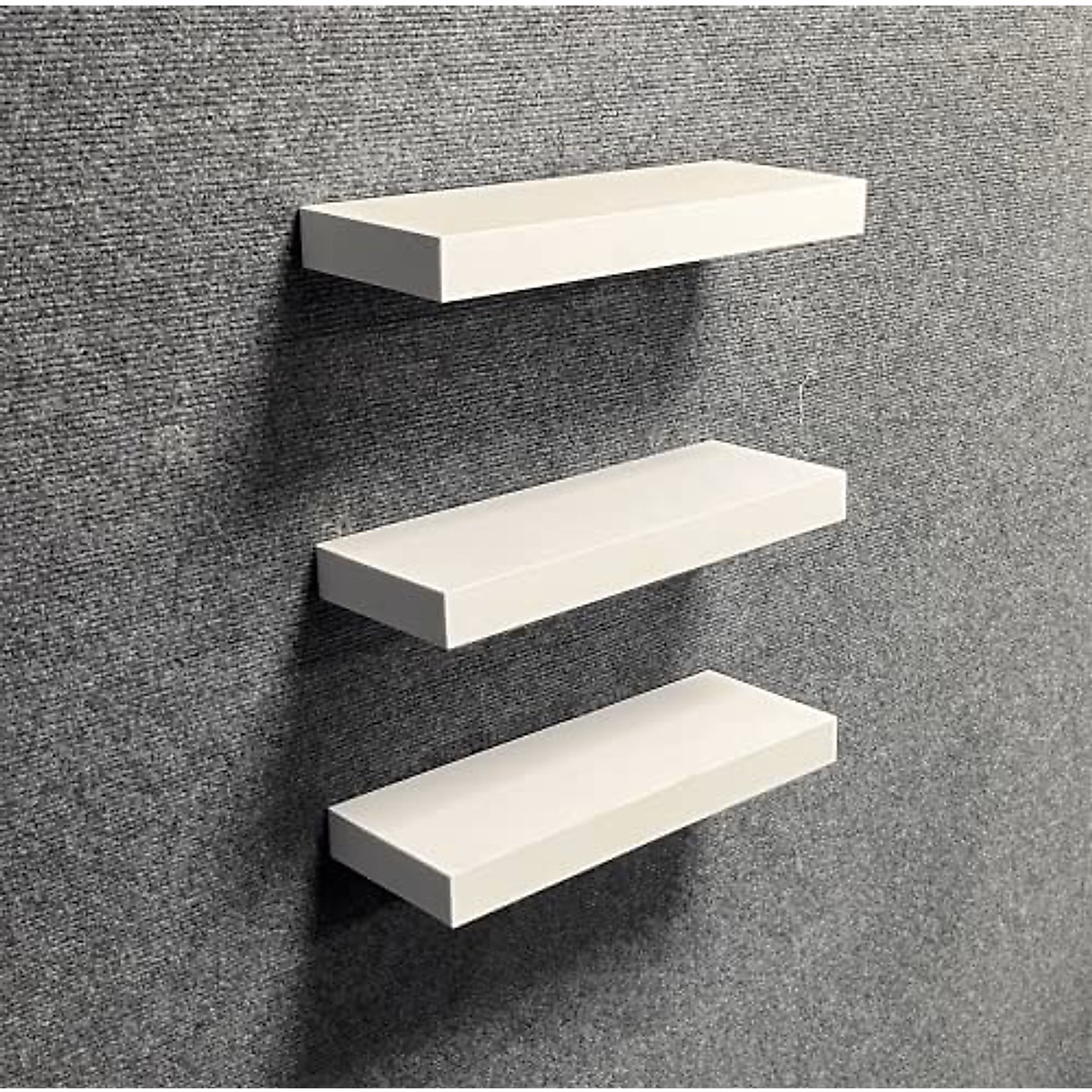 primestok 38cm Shelves for Wall, 3 White Shelves Screw Mounted, Modern Decorative Display Wall Shelves with Easy Installation for Bathroom (White)