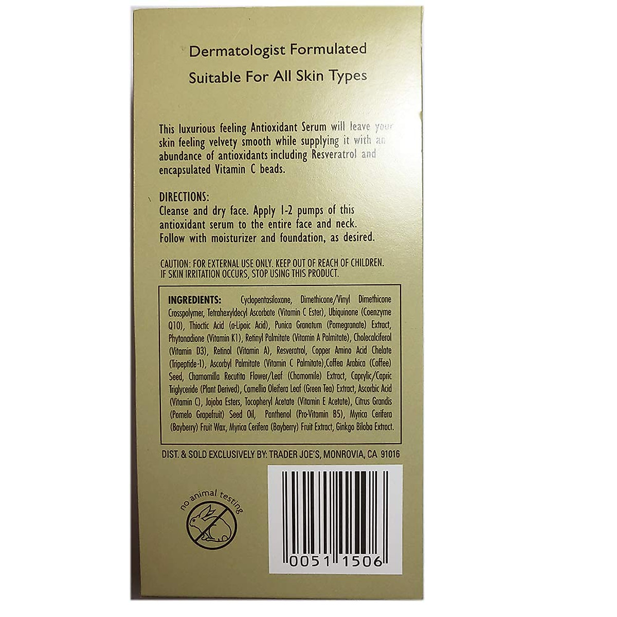 Trader Joe's Nourish Antioxidant Facial Serum, 1 Fl Oz (Pack of 2)