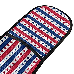 Quilted Double Oven Mitt - American Patriotic Stars Connected Oven Mitts Hot Gloves Great for Baking Cooking BBQ