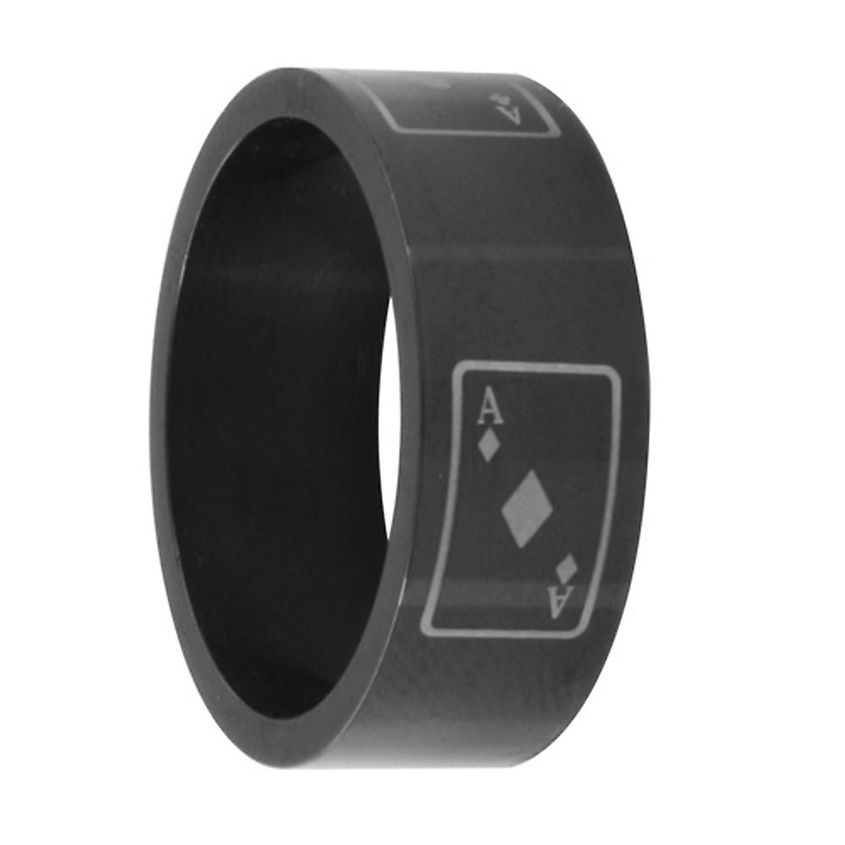 8MM Stainless Steel Black Anodized Card Ace Wedding Band (Size 8 to 13), 9