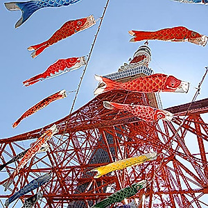 Anley 26 Inch Japan Koi Fish Flag Carp Windsock Streamer - Japanese Koinobori Traditional Hanging Flag & Banner for Children's Day - Outdoor Decorations Garden Backyard Décor Breeze Flying Fish