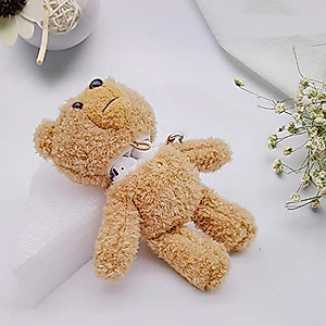 Guppy Compatible with AirPods Furry Case Girls 3D Cartoon Cute Teddy Bear Doll Plush Fluffy Warm Carrying Case Soft Protective AirPods Case Cover Accessories for AirPods 1 & 2 Light Brown