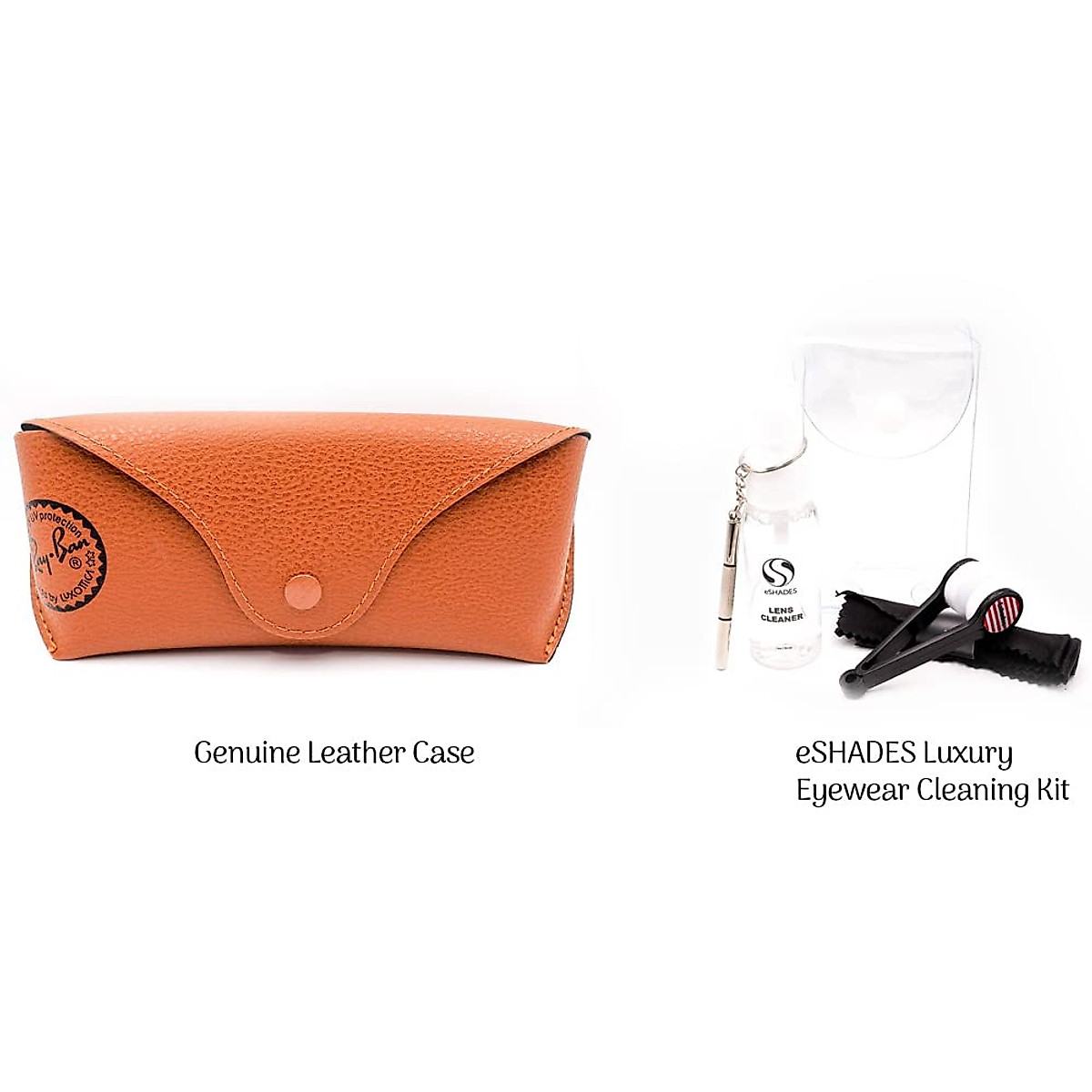 Ray-Ban Brown Sunglass Eyeglass Case + Bundle with eSHADES Luxury Eyewear Kit