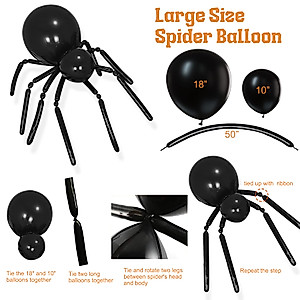 169pcs Halloween Balloon Garland Arch Kit, Halloween Party Decorations Supplies, Large Size Halloween Balloon Garland with Spider Balloon, Halloween Spider Web