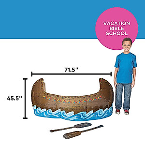 Fun Express Cardboard 3D Canoe Stand up Set (with 2 oars) Party Decor and Props - VBS Vacation Bible School Supplies/Decor
