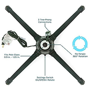 Best Choice Products 360-Degree Rotating Adjustable Christmas Tree Stand for Up to 7.5ft Artificial Tree w/ 3 Settings, 3 Built-in Electrical Outlets, Black