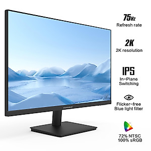 Viewedge 27 inch Monitor with 2K 2560 x 1440 IPS Panel 75hz | Computer Monitor 27 inch QHD with HDMI, DP and Wall Mountable | Eye Protection PC 1440p Monitor for Working and Gaming