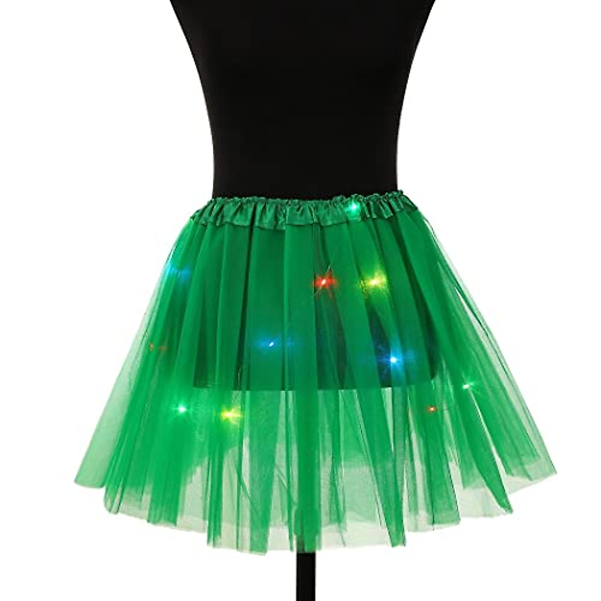 Victray Women Light Up Tutus Adult LED Tulle Tutu Skirt Sparkly Plus Size Tutu Costume (Green 1)